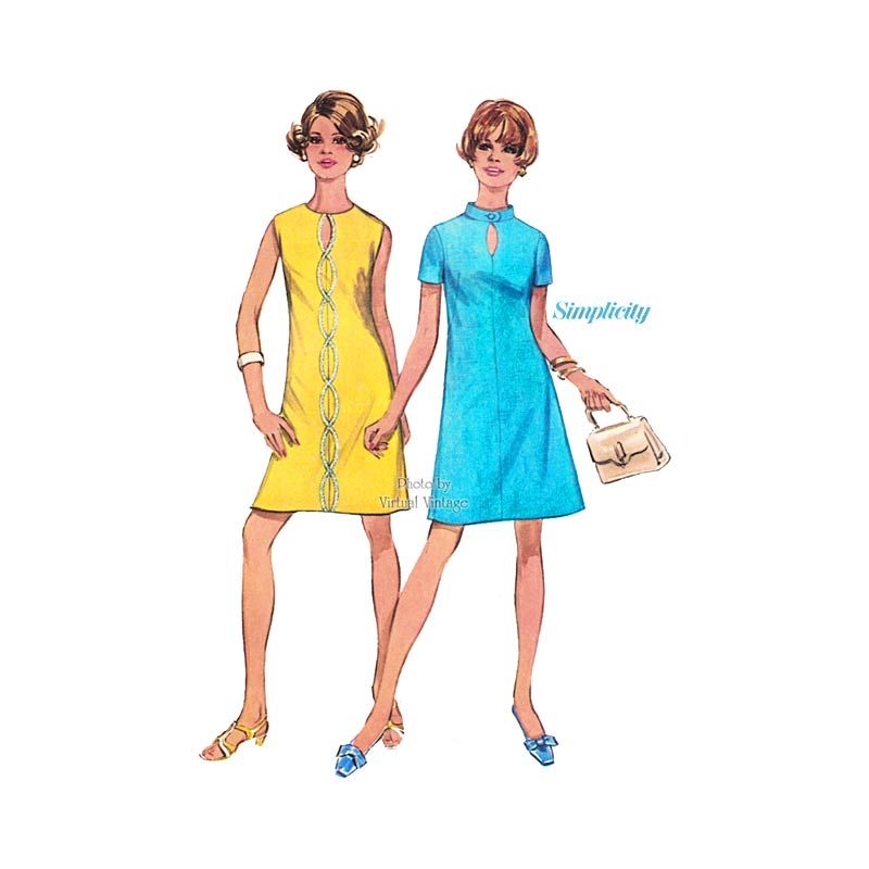 1960s Keyhole A Line Dress Pattern, Simplicity 8136 | Virtual Vintage