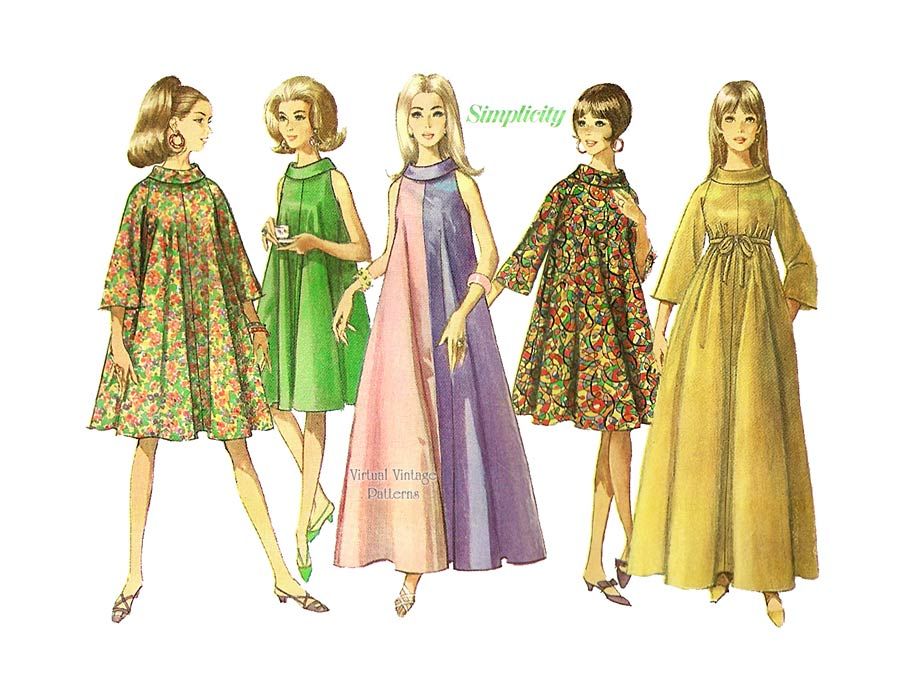 1960s Trapeze Dress Pattern, Simplicity 6794 | Virtual Vintage