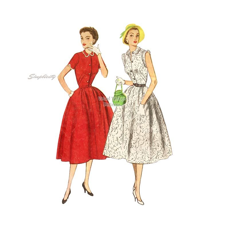 50s Full Skirt Dress Pattern, Simplicity 4228, Vintage Sewing Patterns