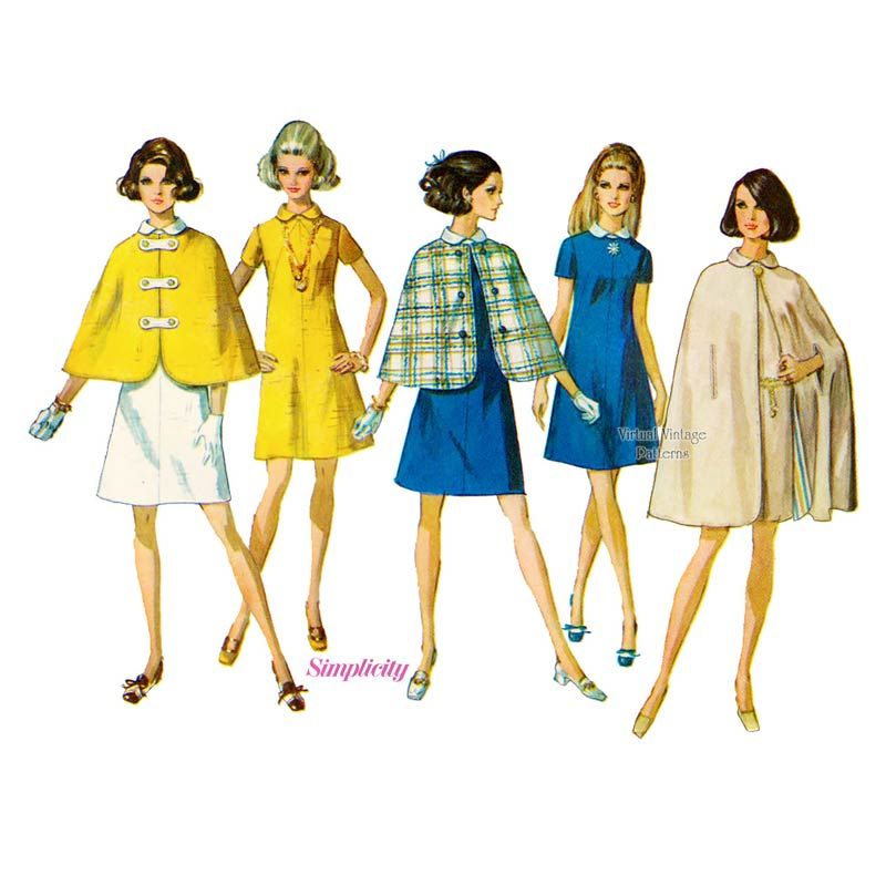 Reversible Cape Pattern, Simplicity 8097, A Line Dress & Capes, Bust 34