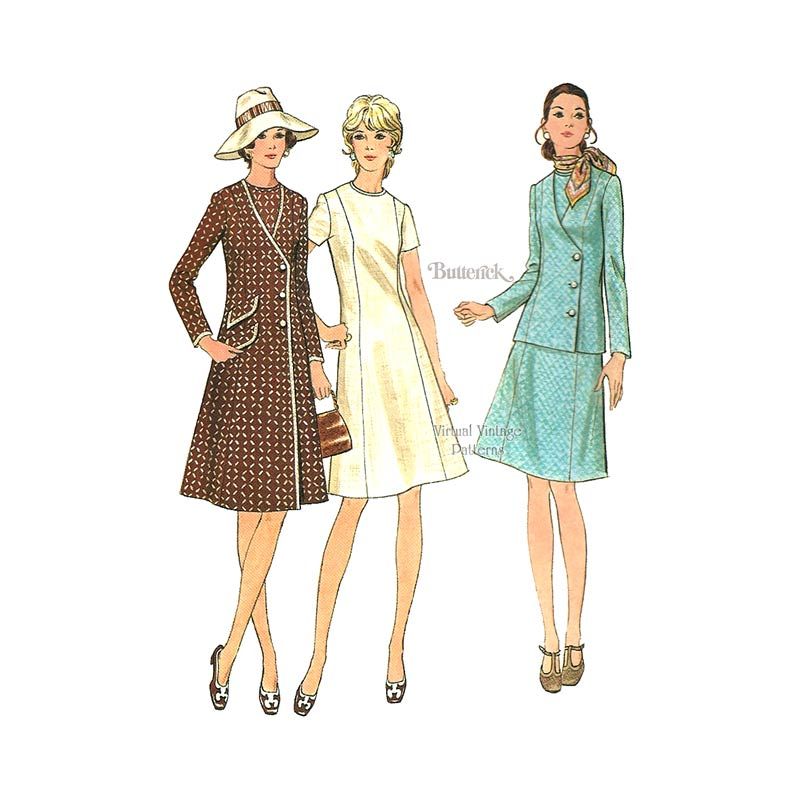 Princess Seam Coat & Dress Patterns, Butterick 6137 | Virtual Vintage
